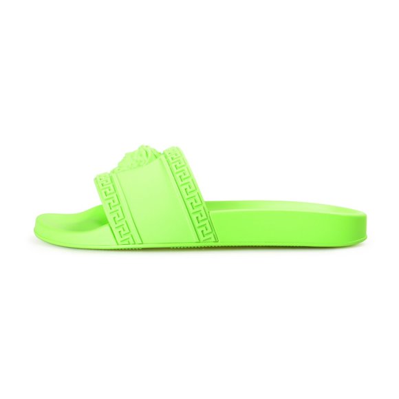 Versace | Shoes | Versace Mens Neon Green Medusa Head Embossed Pool ...